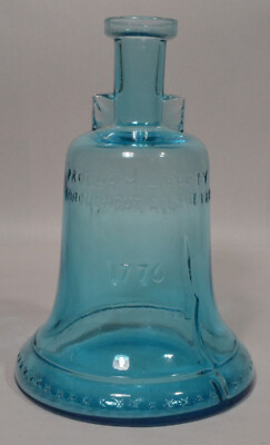 LIBERTY BELL BOTTLE RARE BLUE HAND BLOWN 1776 INDEPENDENCE PROCLAIM ...