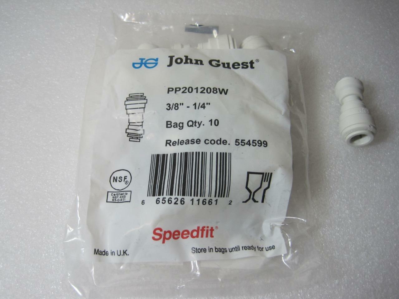 JOHN GUEST PP201208W 3/8 X 1/4 REDUCING UNION CONNECTOR 10PK | eBay