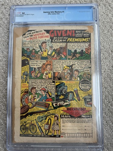 👻Journey Into Mystery #1 - Atlas Comics 1952 CGC 2.0 Hanging panels. | eBay