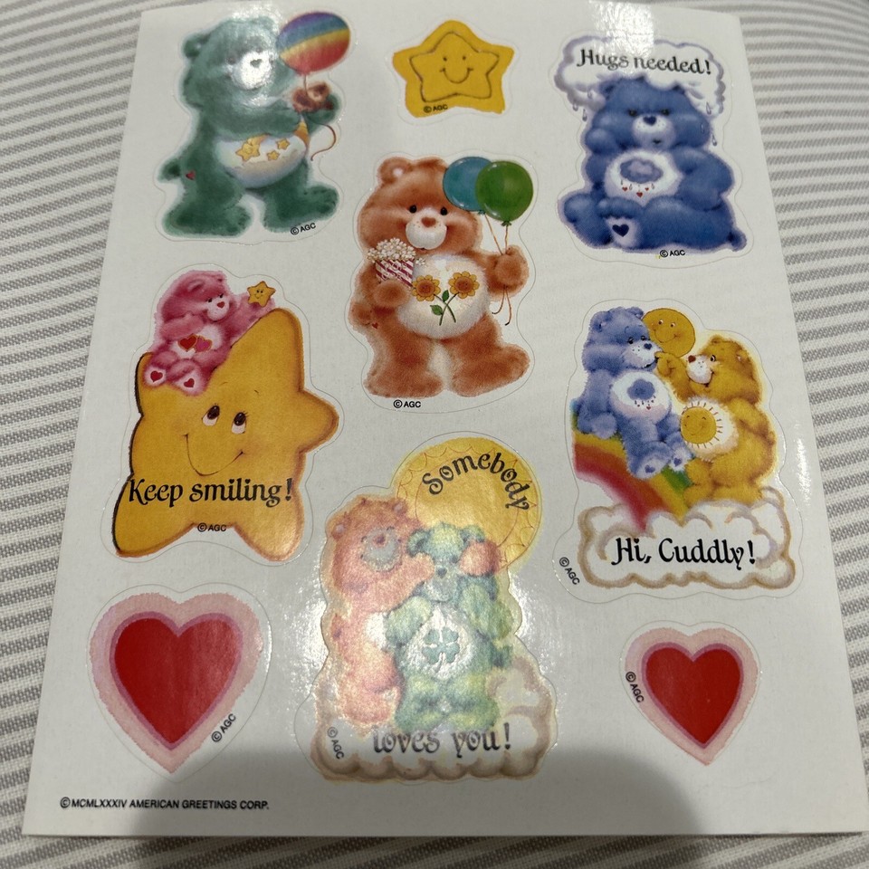 vintage 1984 american greetings care bears sticker sheet | eBay
