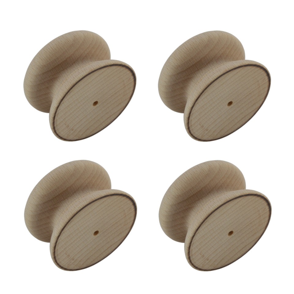 Beech Knobs, Pack of 4, Drilled, Various Sizes Unfinished. Wooden Door ...