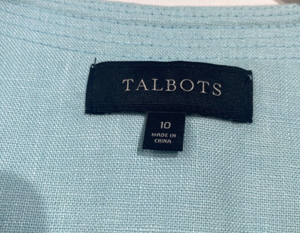 TALBOT'S Sky Mint Blue Linen Women's Open Blazzer SZ 10 | eBay