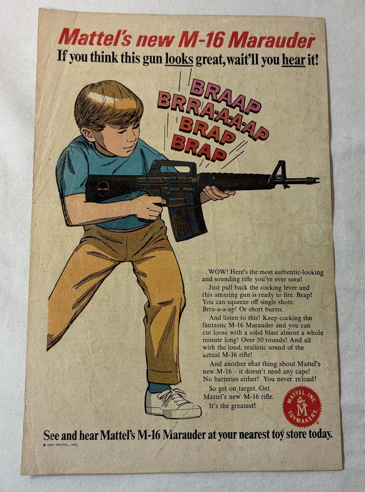 1967 Mattel ad page M-16 MARAUDER toy machine gun | eBay