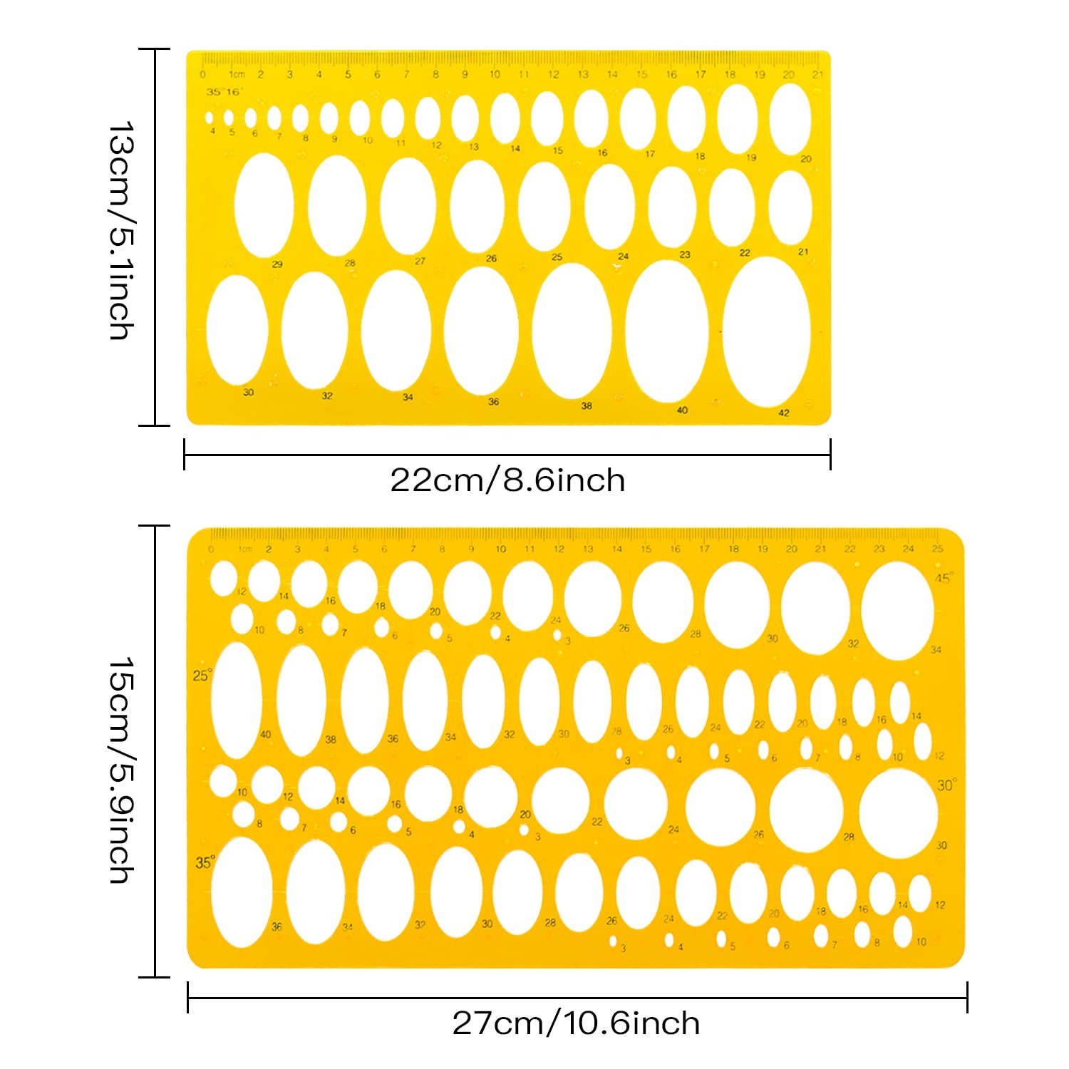 Ellipse Isometric Oval Stencil Ruler Template 2-Pack for School Office ...