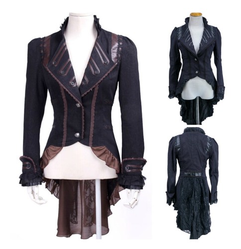 RQ-BL Jacket black/brown Victorian Steampunk Halloween Masquerade Small ...