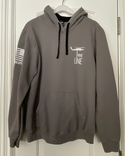 Nine Line Men's Size MEDIUM Hoodie Gray Sweatshirt American Flag ...