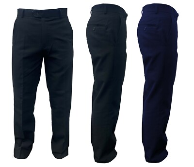 MENS TROUSERS OFFICE BUSINESS WORK FORMAL CASUAL SMART PANT POCKET ...