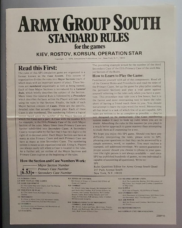SPI War Game Army Group South Four Battles Rules, Charts and Historical ...