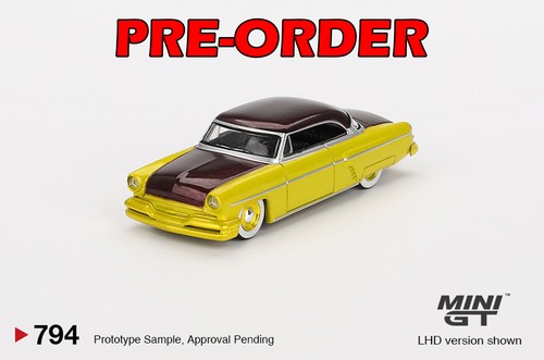 (Pre-order) Mini GT#794 1/64 Lincoln Capri Hot Rod 1954 Lime Yell LHD ...