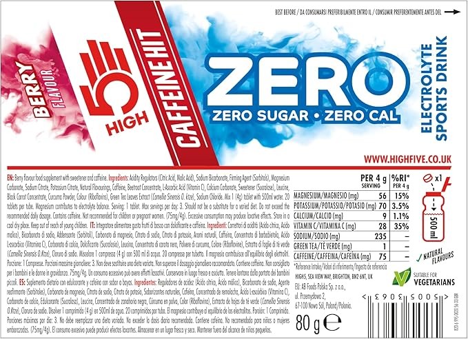 HIGH5 ZERO Caffeine Hit ElectrolyteTablet - Berry, 160 Tablets (20x ...