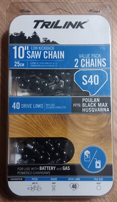 TRILINK 10" 25cm Low Kickback Saw Chain S40 Drive Links- 2 PACK | eBay