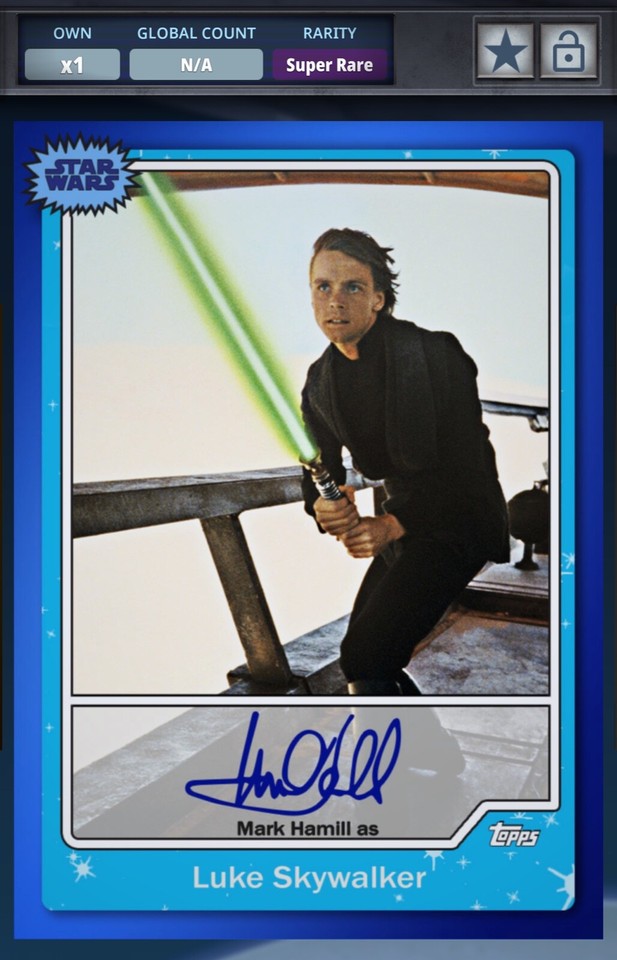Topps Star Wars Card Trader New 77s Mark Hamill as Luke Skywalker ...