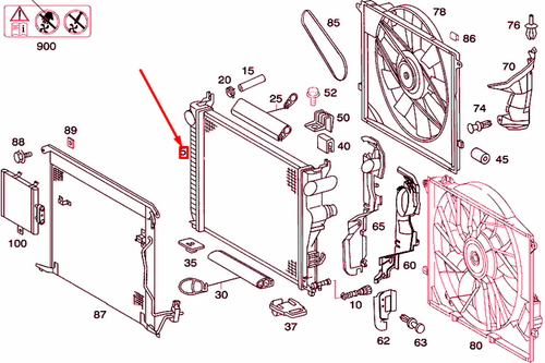 MERCEDES-BENZ S W220 Engime Cooling Radiator A2205002403 NEW GENUINE | eBay