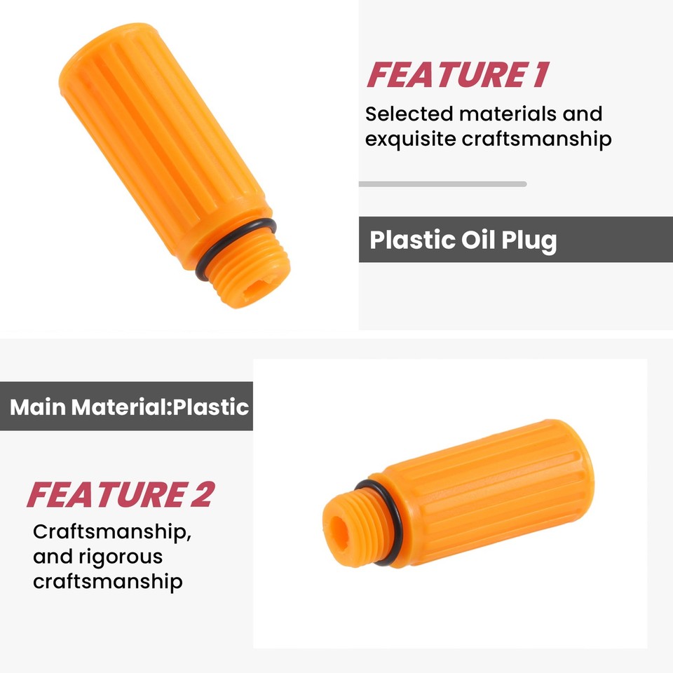 16mm Male Thread Dia Plastic Oil Plug for Air Compressor Orange ...