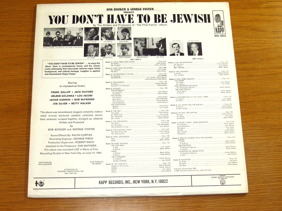 MONO COMEDY LP - BOB BOOKER & GEORGE FOSTER -KAPP 4503 - "YOU DON'T ...