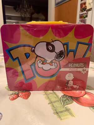Peanuts Snoopy POW 24 Piece Puzzle In Collectible Metal Tin Lunch Box ...