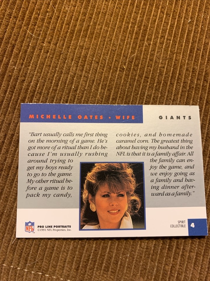 NFL Spirit Wife Card Giants Michelle Oates 1991 #4Pro Line Exe Or ...