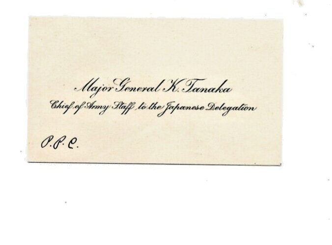 WW I MAJOR GENERAL TANAKA CHIEF OF STAFF JAPANESE DELEGATION LEAGUE OF ...