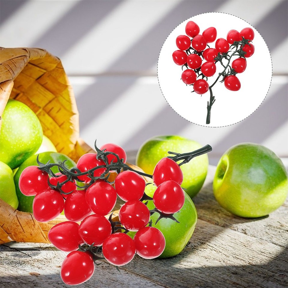 4 Pcs Artificial Tomatoes for Display Fake Cherry Bunch Decorative ...