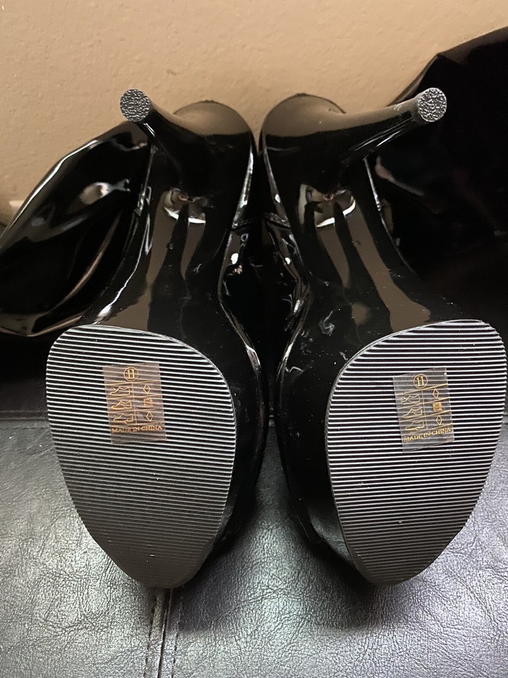 Pleaser Delight-3011 Black Thigh High Platform Heels Boots Dancer ...