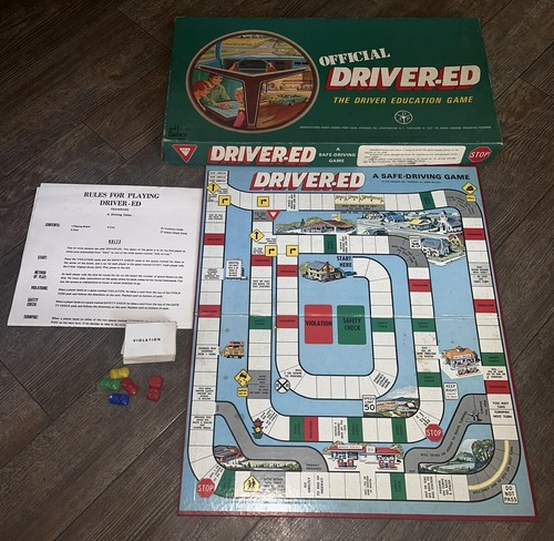 Vtg OFFICIAL DRIVERS-ED: The Driver Education Board Game Cadaco RARE ...