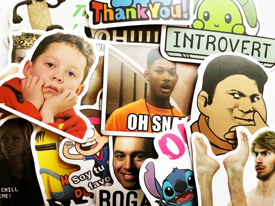 10-100 Throwback Memes and Funny References Sticker Pack Waterbottle ...