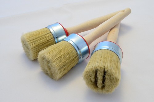 45mm Pure Bristle Round Paint Brush, Shabby Chic Chalk Paint, Wax & Oil ...