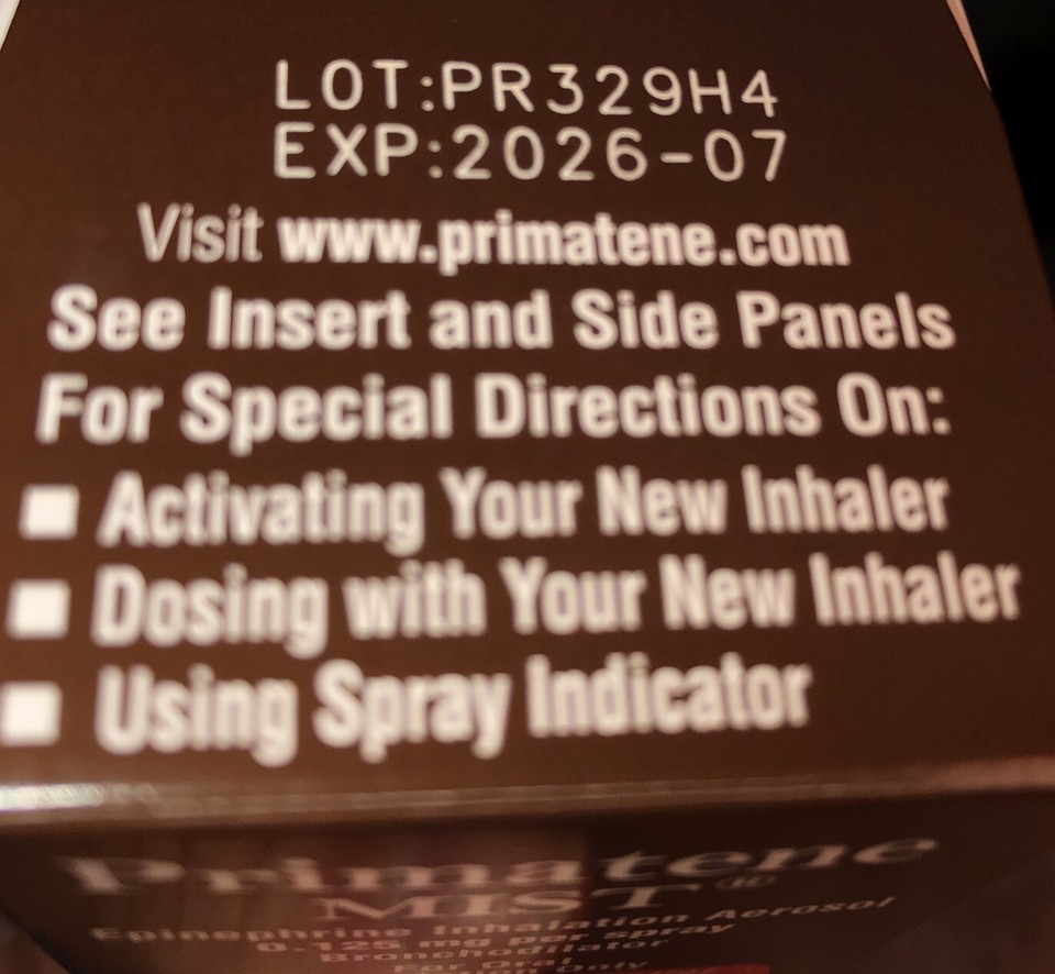 Primatene Mist Epinephrine Inhalation (JUST IN Exp2027 Aerosol 160 ...