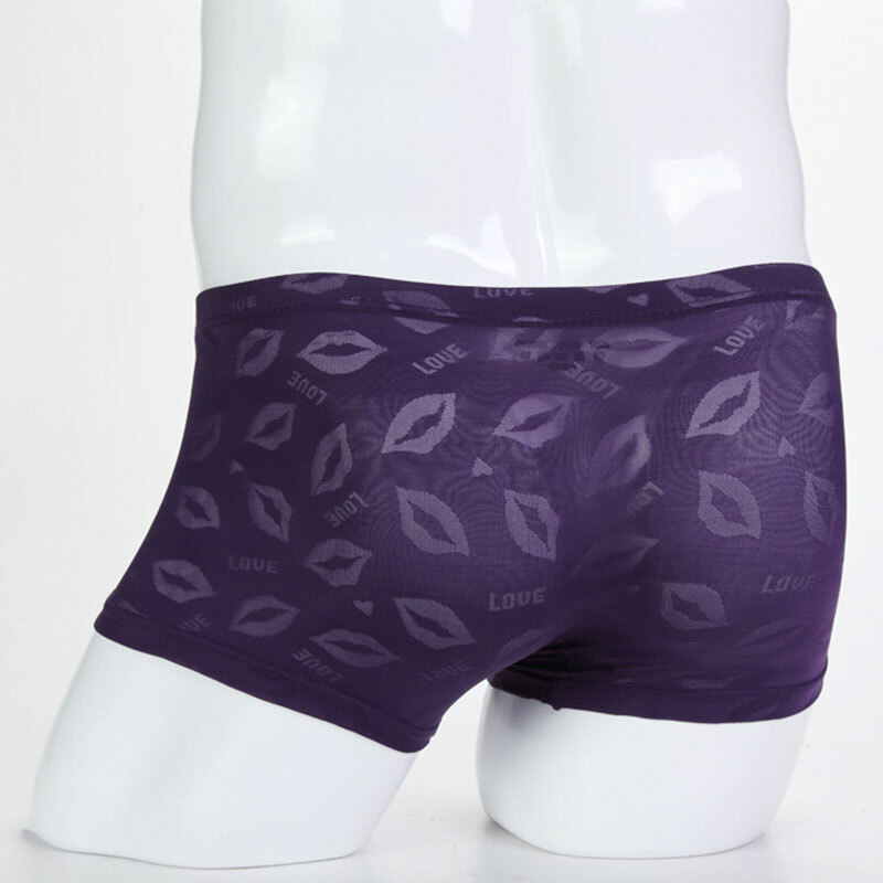 Mens Sexy Mesh Elephant Nose Pouch Boxer Briefs Underwear Bikini Trunks