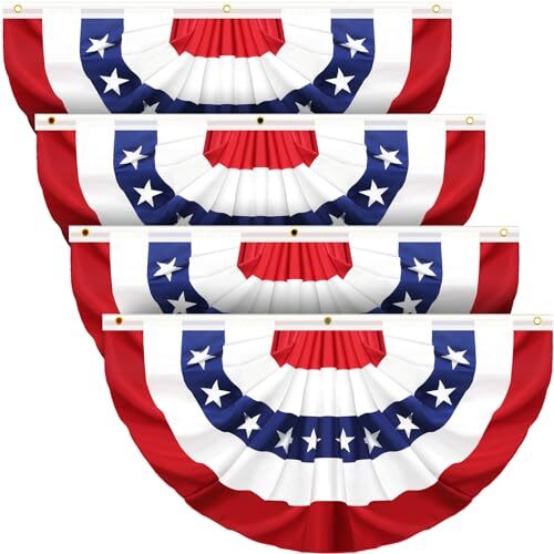 Surcvio 4 Pack Usa Pleated Fan Flag 1 5 X 3 Feet American Us 4 Pack 1
