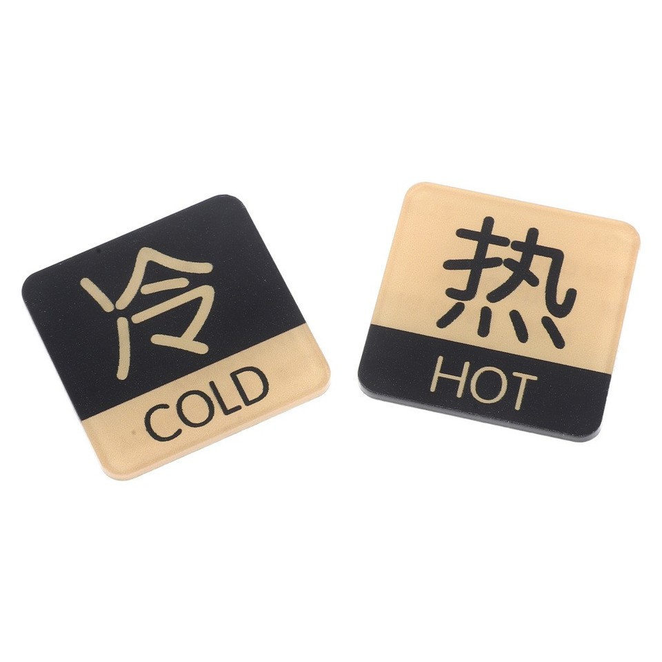 2 Pcs Acrylic Wall Sticker Ice Cold Water Sign Faucet Stickers Bathroom ...
