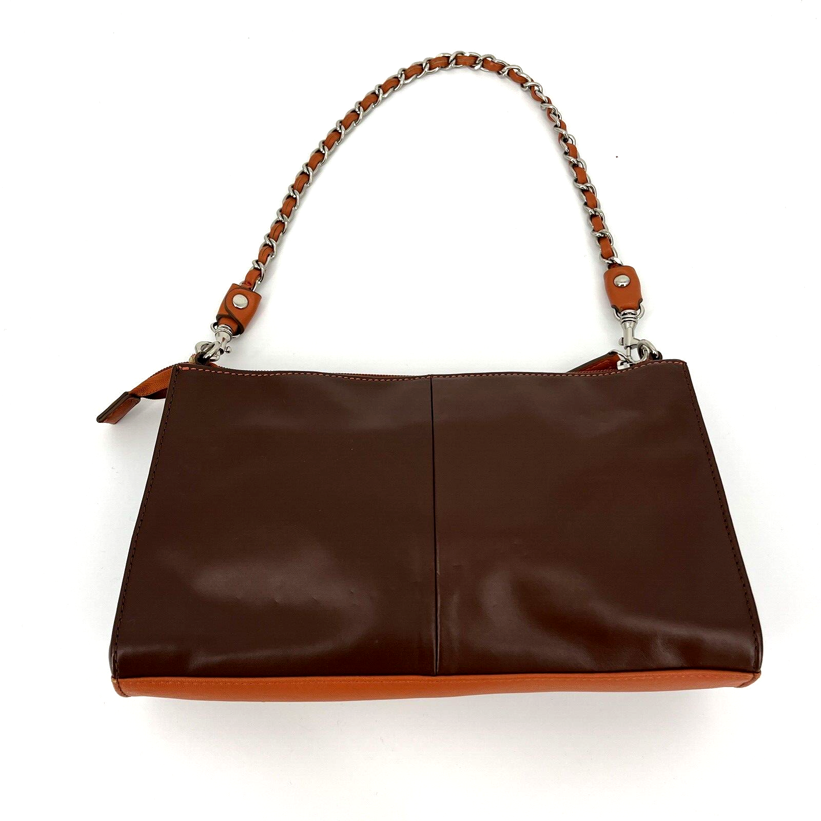 Kate Landry Leather Clutch Purse With Chain & Leather Handle Snap ...