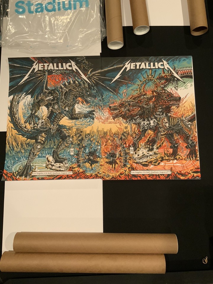 Metallica M72 Tour Poster Set Los Angeles SoFi Stadium #393 & #493 🤘🏽 ...