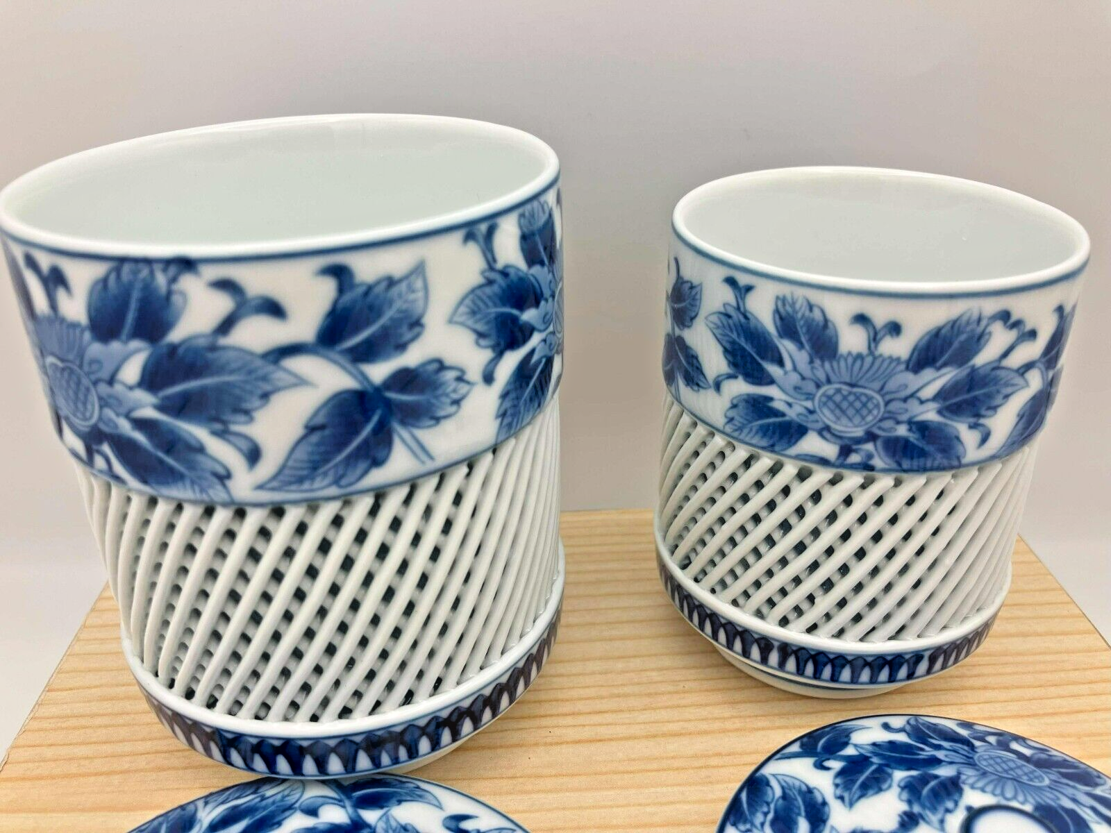Japanese Porcelain Blue and White Kinpo Hasami Arita Pair of Teacups ...