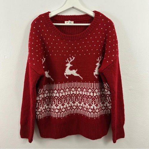 Yes Lola Women’s Christmas Reindeer Pullover Crewneck Sweater Size M ...