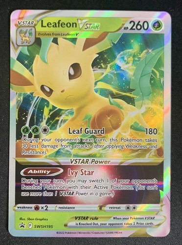 Leafeon VSTAR SWSH195 Black Star Promo Ultra Rare Holo Pokemon TCG Card ...