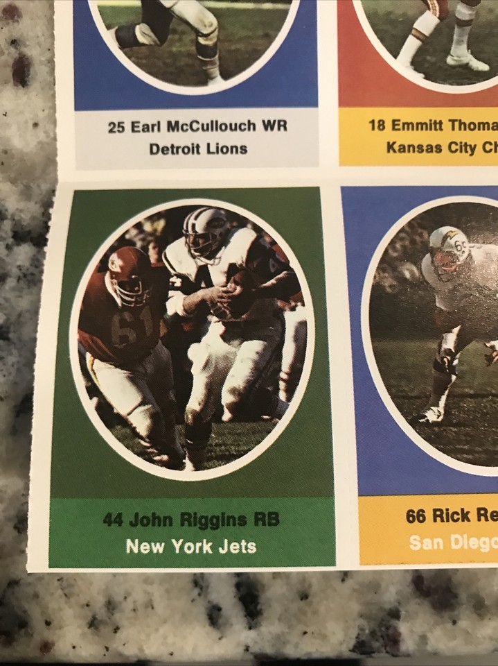 1972 Sunoco NFL Action Stamps HOF Bob Brown, John Riggins Raiders Jets ...