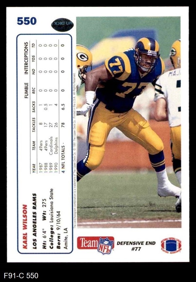 1991 Upper Deck #550 Karl Wilson Rams RC LSU 8 - NM/MT | eBay