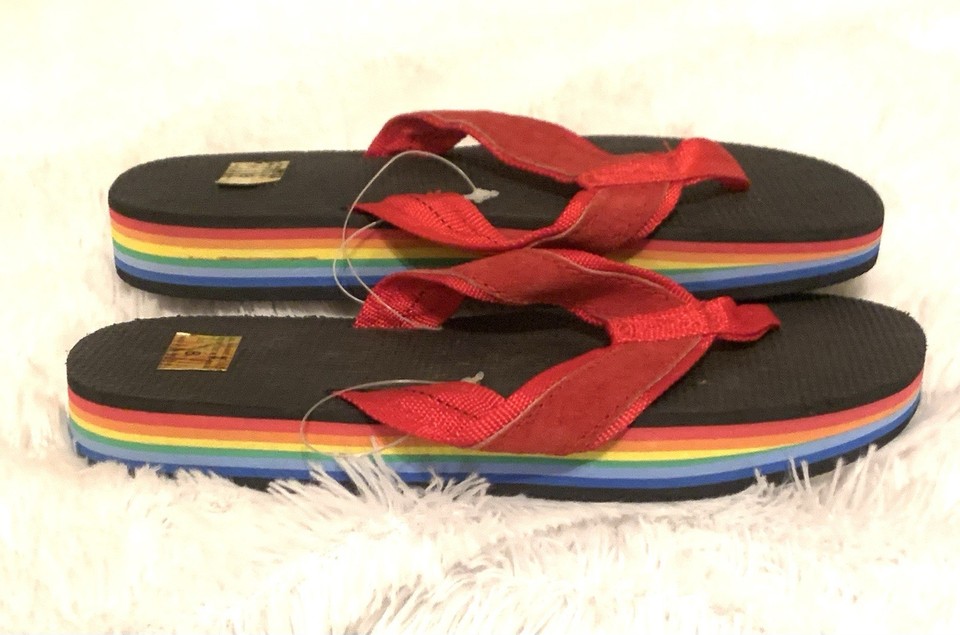 New Vintage 80’s Rainbow Flip Flop W8 M6 Size | eBay
