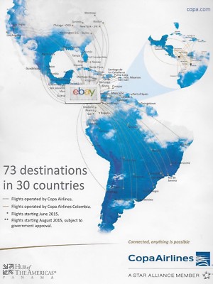 COPA AIRLINES PANAMA CITY HUB OF THE AMERICA'S 2015 ROUTE MAP & AD 737 ...