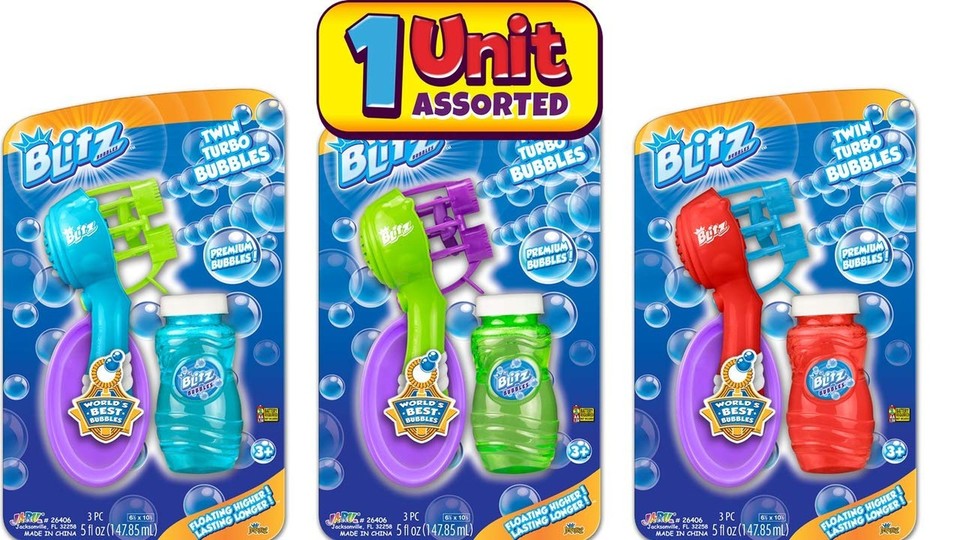 Blitz Handheld Bubble Blower Bubble Gun for Kids with Soap Solution (1 ...