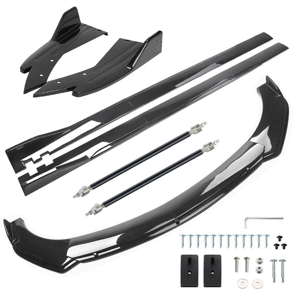 For Subaru WRX STI Impreza Carbon Fiber Front Bumper Lip Side Skirt ...