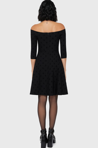 Killstar Voodoo Darling Midi Dress Womens Black Off Shoulder Neck Goth ...
