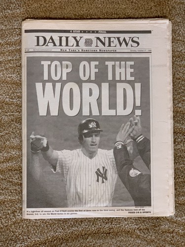 NEW YORK YANKEES 1996 WORLD SERIES CHAMPIONS DAILY NEWS NEWSPAPER Paul ...