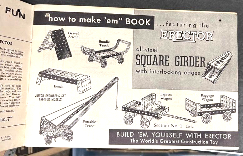 Vintage 1950's Gilbert Erector Set w/ Instruction Book-INCOMPLETE | eBay