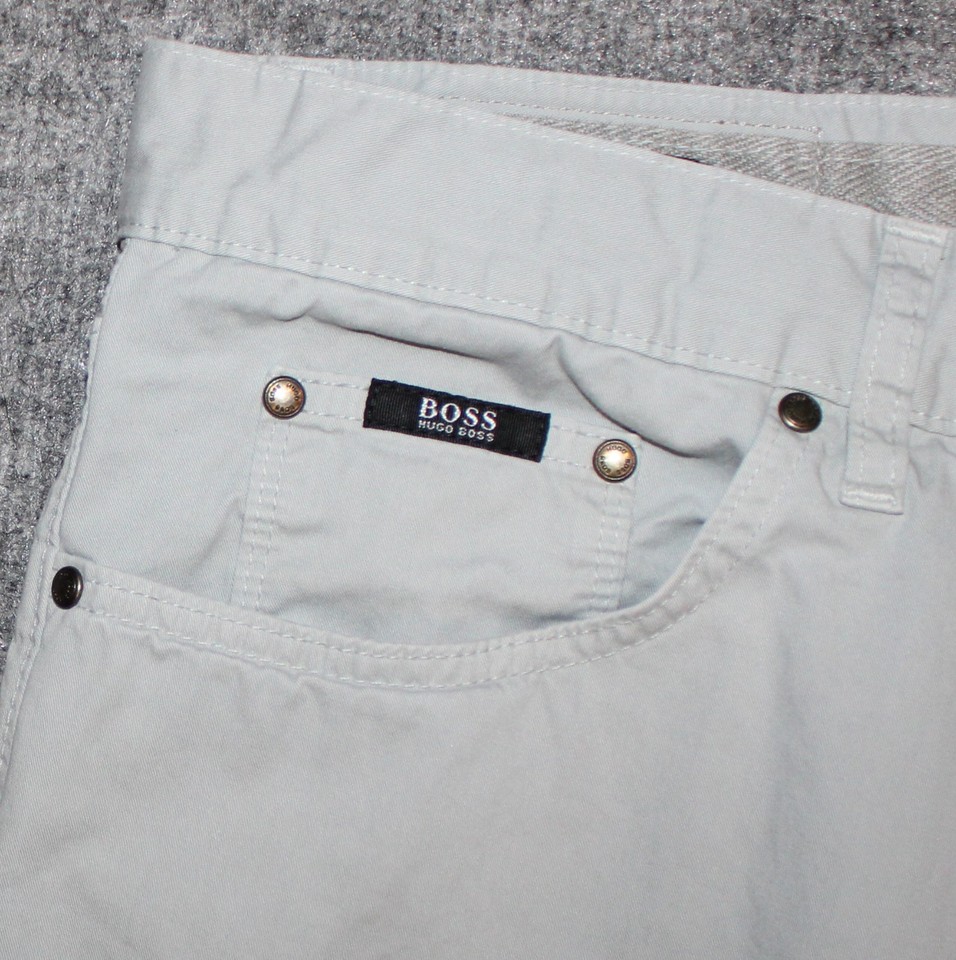HUGO BOSS MAINE STRAIGHT JEAN 5-Pocket Regular Fit Twill Gray 38 x 30 ...