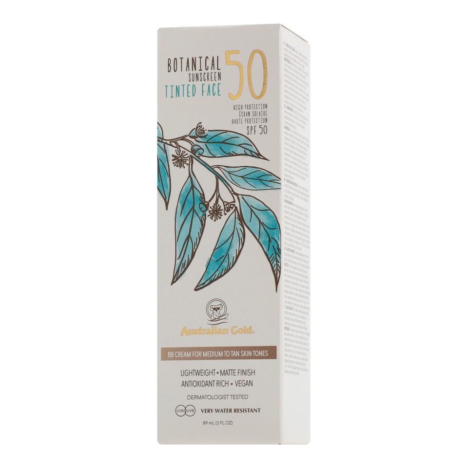 Australian Gold Botanical Sunscreen Tinted Face - SPF 50 Medium to Tan ...