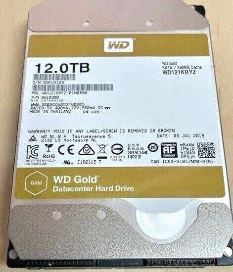 Western Digital WD Gold (7200RPM, 3.5", SATA III, 256MB Cache) 12TB ...