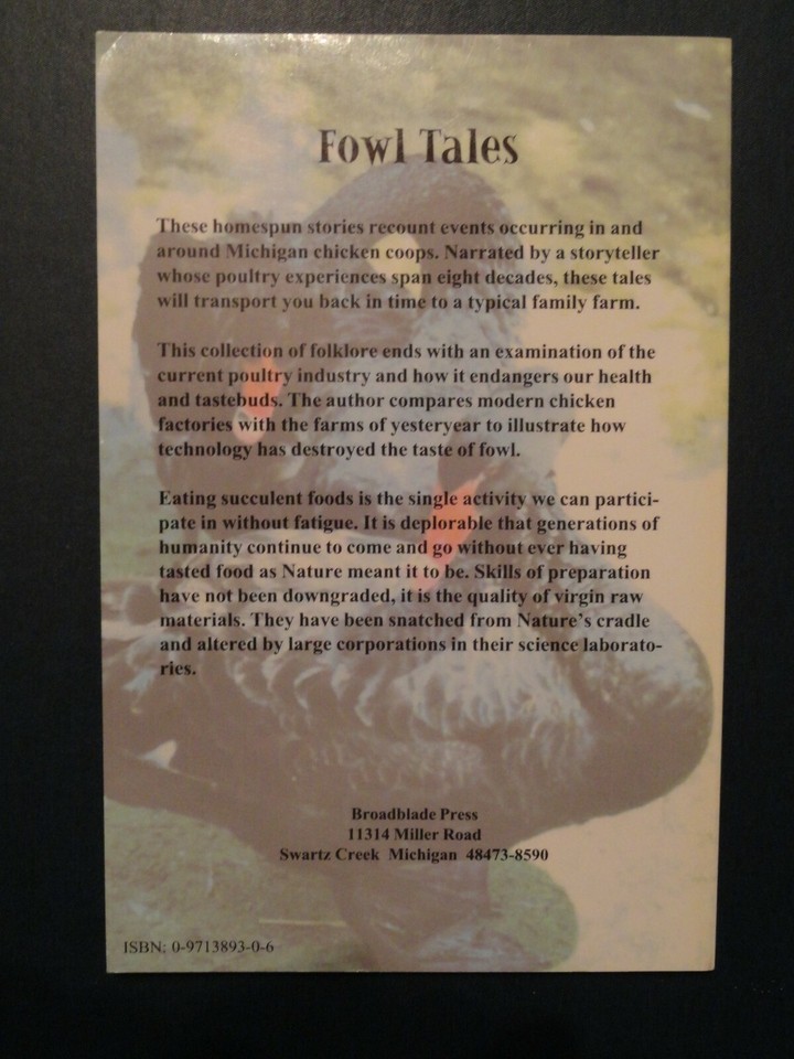 FOWL TALES BY STAN PERKINS - SOFTCOVER - MICHIGAN AUTHOR - CHICKEN ...