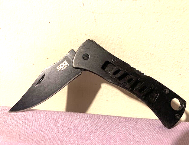 SOG Micron II QAD Tanto Lockback All Metal Black Folding Pocket Knife ...